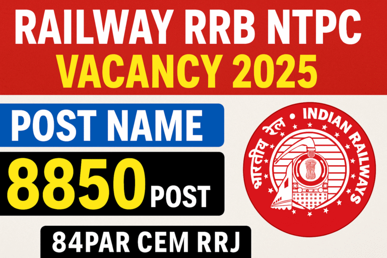 Railway RRB NTPC Vacancy 2025 | Apply Online For 8850..